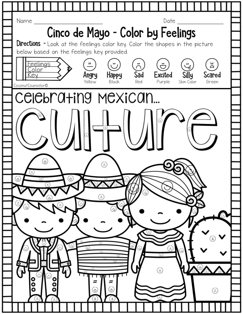 Cinco de Mayo Color by Feeling Worksheets | Made By Teachers