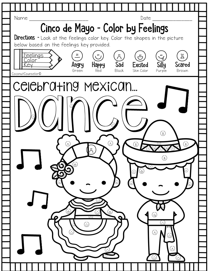 Cinco de Mayo Color by Feeling Worksheets | Made By Teachers