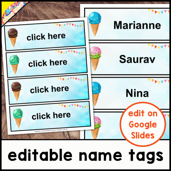 Editable Teacher Classroom Supply Name Tags Template Colourful Summer ...
