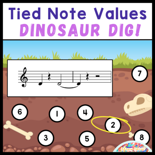Tied Rhythm Values: Dinosaur Dig! Music Game for Elementary, Piano ...