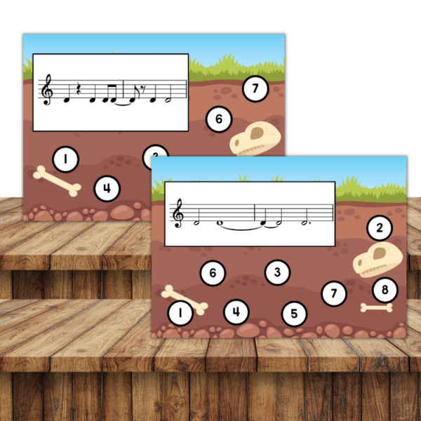 Tied Rhythm Values: Dinosaur Dig! Music Game for Elementary, Piano ...