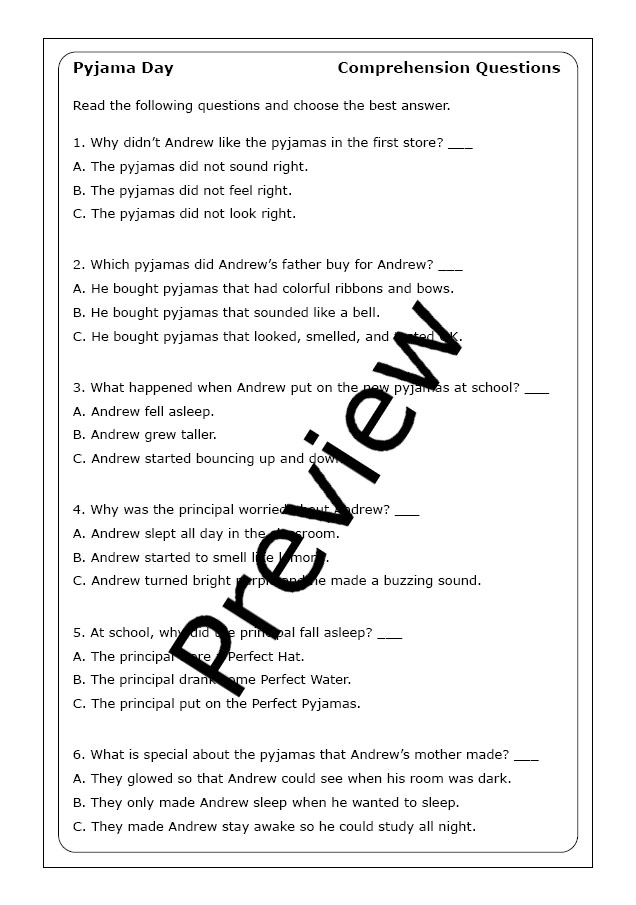 Robert Munsch "Pyjama Day" worksheets | Made By Teachers