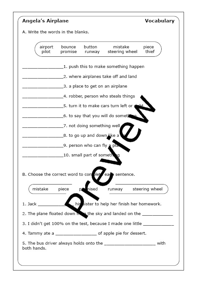 Robert Munsch "Angela's Airplane" worksheets | Made By Teachers