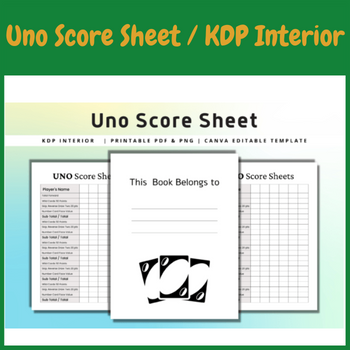 Uno Score Sheet KDP Interior | Made By Teachers