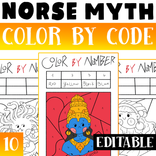 Norse Mythology Editable Color By Code Worksheet Activity, Color By ...