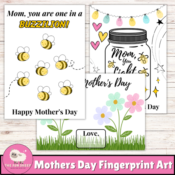 Mother's Day Fingerprint Art | Mother's Day Gift for Mothers, SET OF 3 ...