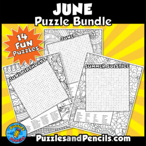 June Word Search Puzzle Activity Page BUNDLE | 14 Wordsearch Puzzles ...