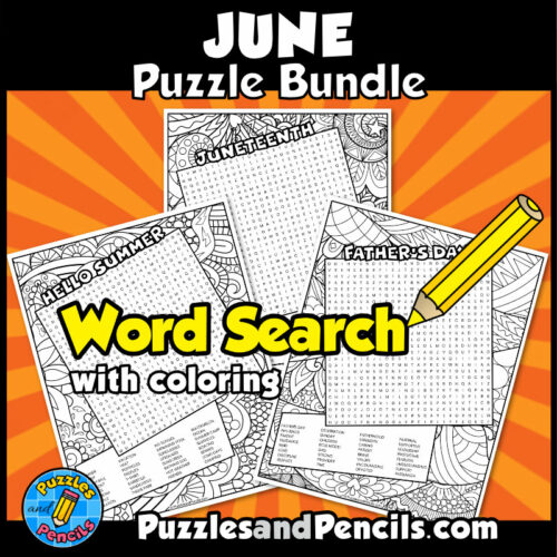 June Word Search Puzzle Activity Page BUNDLE | 14 Wordsearch Puzzles ...