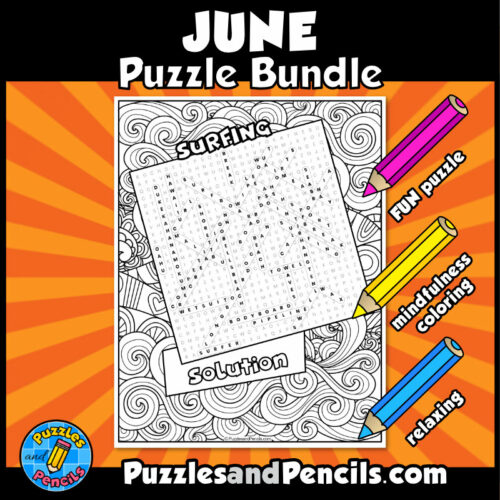 June Word Search Puzzle Activity Page BUNDLE | 14 Wordsearch Puzzles ...