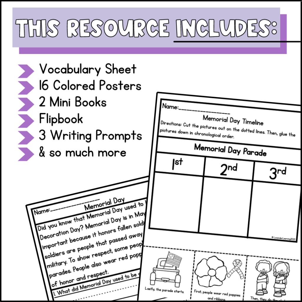 Memorial Day Social Studies Activities for Kindergarten & 1st Grade ...