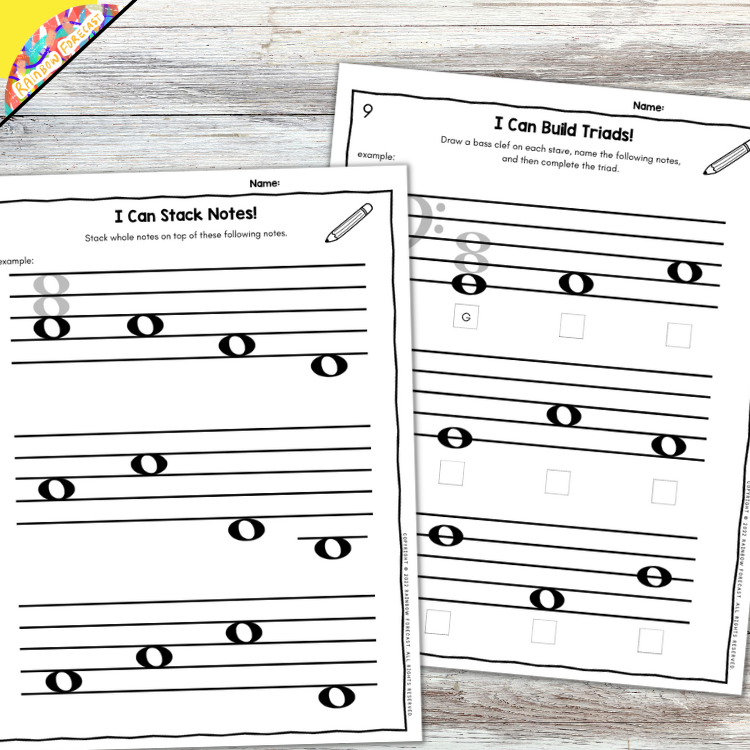 Triad Chord Building Worksheet Bundle for Music Centers, Piano ...