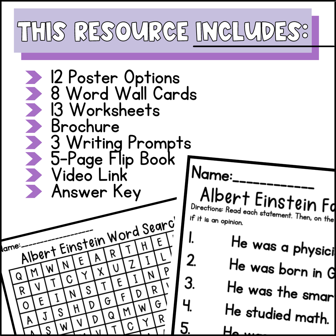 Albert Einstein Biography Activities, Flip Book, & Report for ...