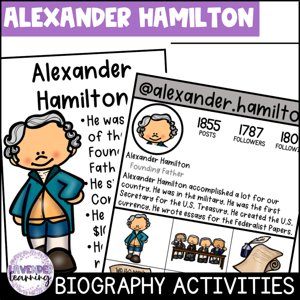 Alexander Hamilton Biography Activities for Kindergarten, 1st Grade ...