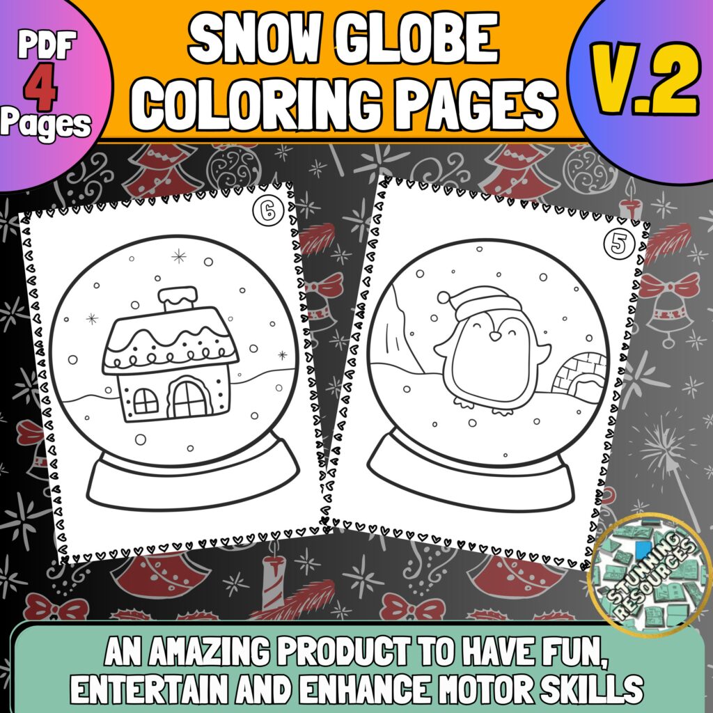 Snow Globe Coloring Pages V.2 | Made By Teachers