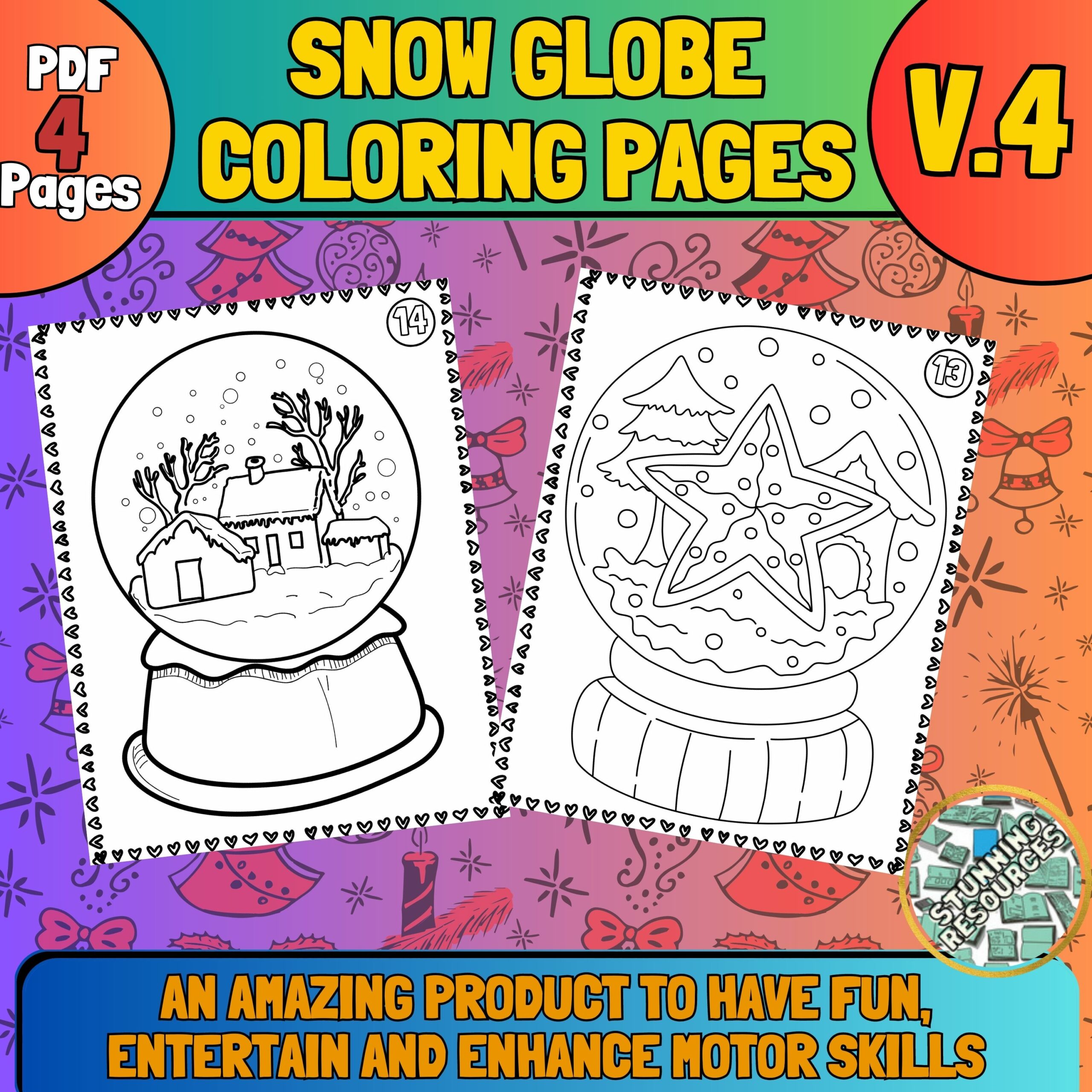 Snow Globe Coloring Pages V.5 | Made By Teachers
