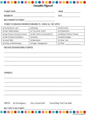 School Counselor Referral Forms | Made By Teachers