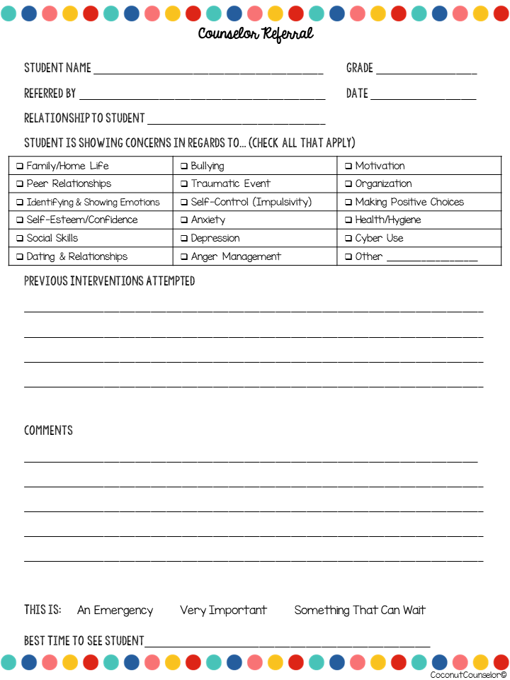 School Counselor Referral Forms | Made By Teachers