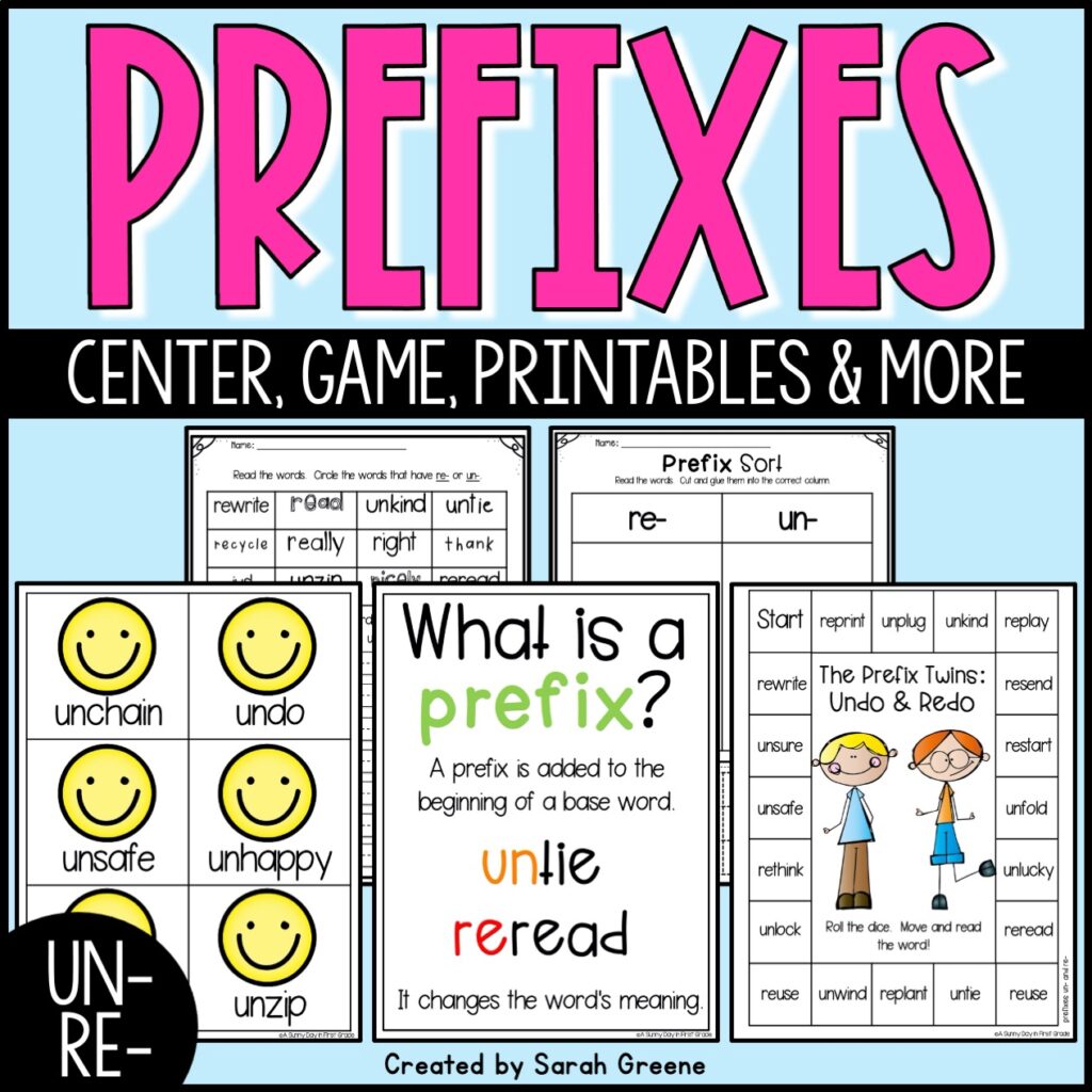 Prefixes UN- & RE- Printables, Center & Games | Made By Teachers