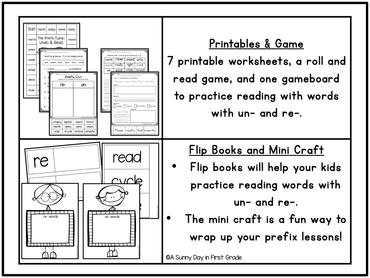Prefixes UN- & RE- Printables, Center & Games | Made By Teachers