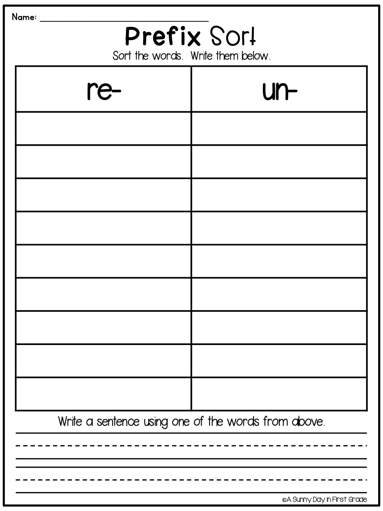 Prefixes UN- & RE- Printables, Center & Games | Made By Teachers