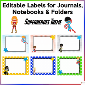 Superhero Theme Folder, Journal, and Notebook Labels Editable | Made By ...