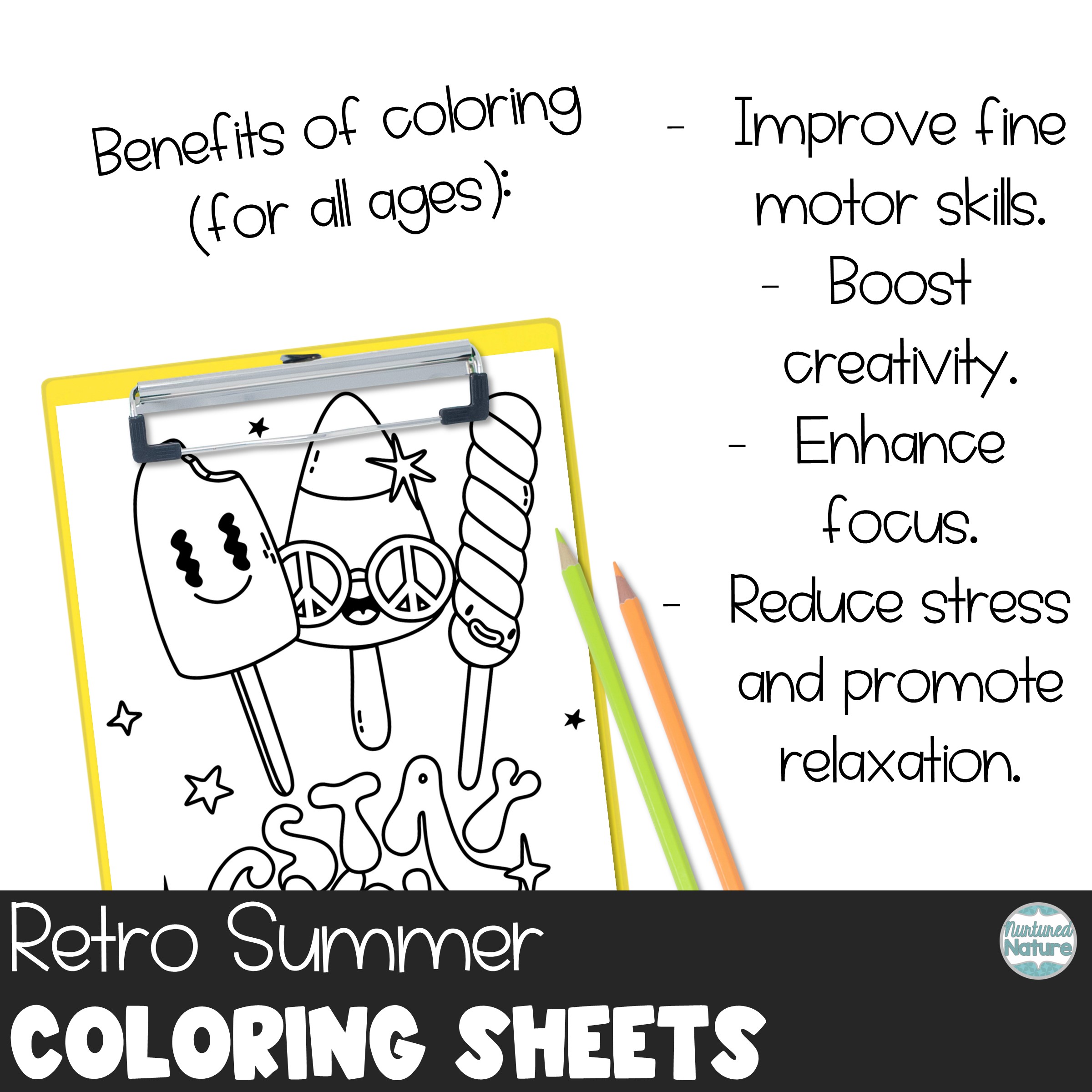 Groovy Retro Summer Coloring Pages | Made By Teachers