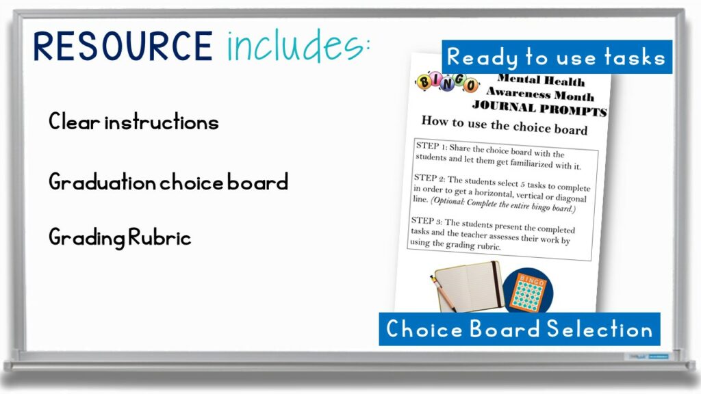 Mental Health Awareness Month Writing - Journal Prompts Bingo Choice ...