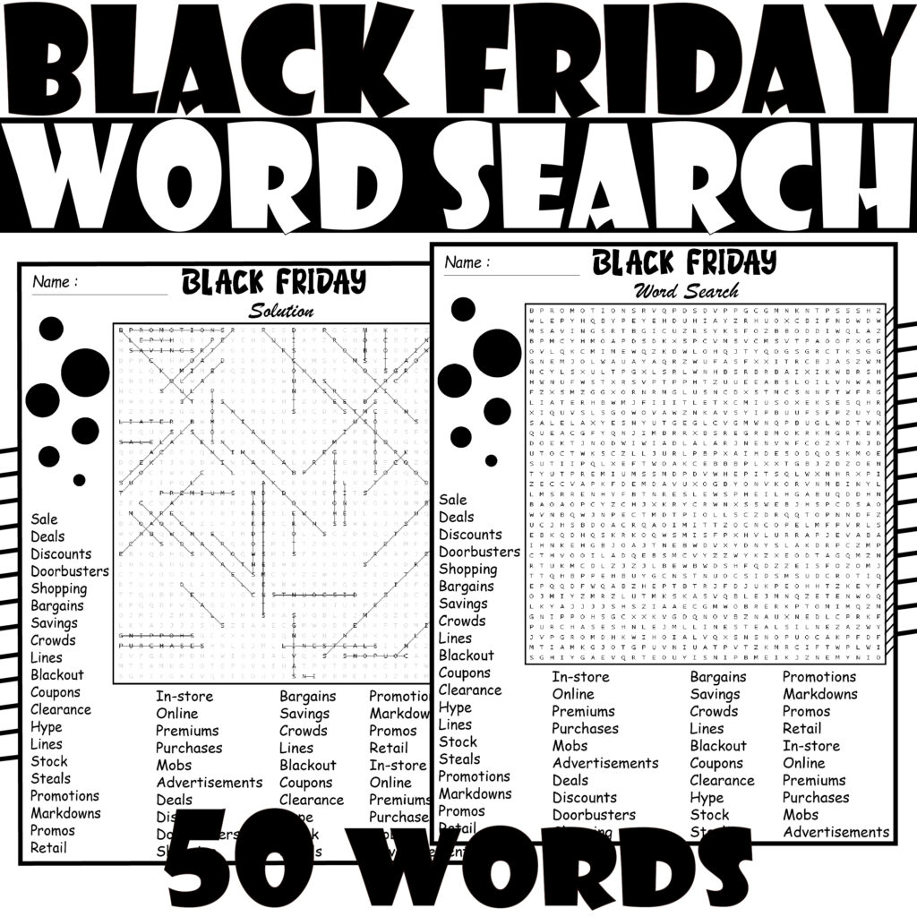 BLACK FRIDAY Word Search Puzzle BLACK FRIDAY Word Search Activities 
