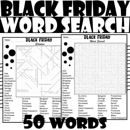 BLACK FRIDAY Word Search Puzzle , BLACK FRIDAY Word Search Activities ...