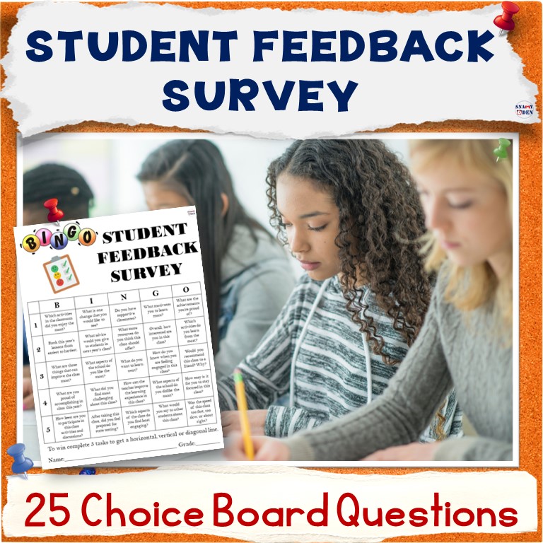 Student Feedback Survey Choice Board - End of Year Reflection Print and ...