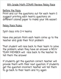 8th Grade Math STAAR Relay Race Game Review | Made By Teachers