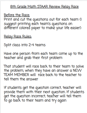 8th Grade Math STAAR Relay Race Game Review | Made By Teachers