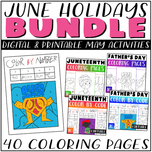 Color by Code June Bundle - Father's day and Juneteenth Coloring ...
