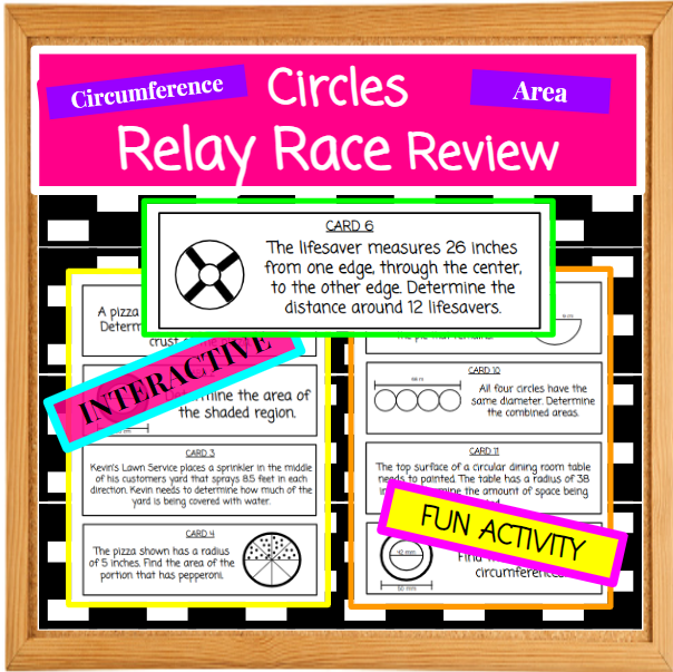 Area and Circumference of Circles Unit Relay Race Review Game | Made By ...