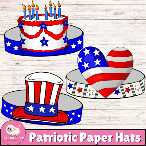 Patriotic Paper Hats | US Symbols Headbands Coloring Activity, SET OF 3 ...