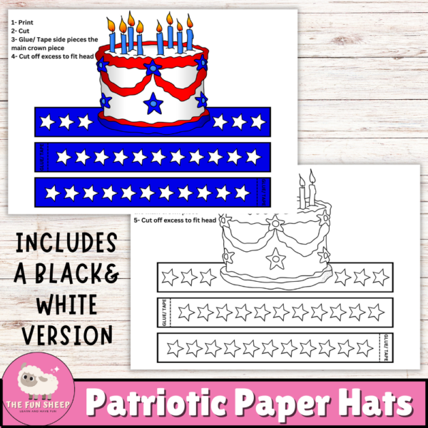 Patriotic Paper Hats | US Symbols Headbands Coloring Activity, SET OF 3 ...