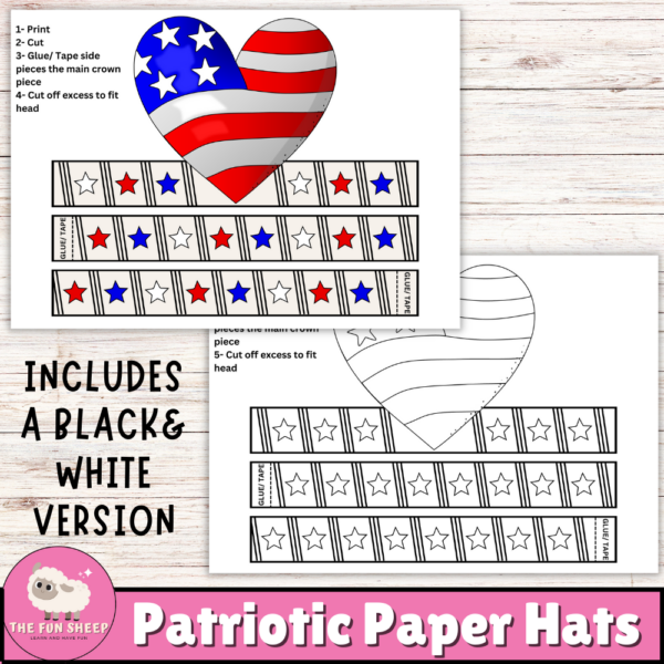 Patriotic Paper Hats | US Symbols Headbands Coloring Activity, SET OF 3 ...