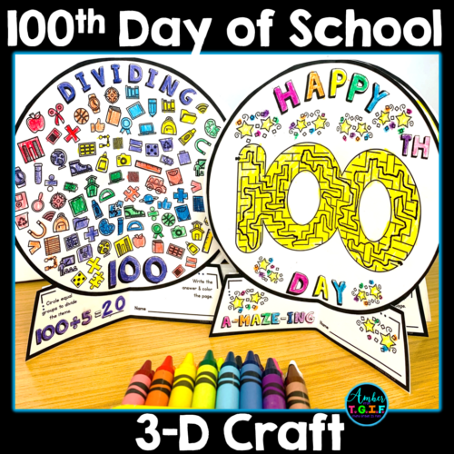 100th Day of School Activities & Craft | Writing Math Mazes & Coloring ...