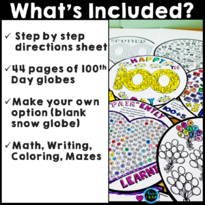 100th Day of School Activities & Craft | Writing Math Mazes & Coloring ...