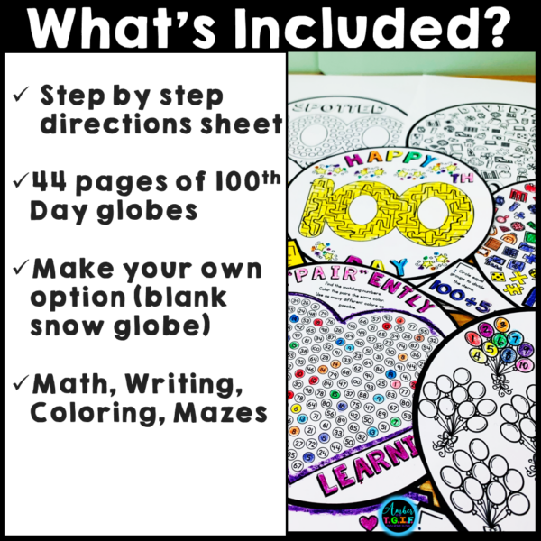 100th Day of School Activities & Craft | Writing Math Mazes & Coloring ...