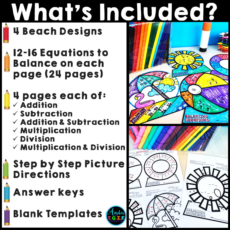 End of the Year Activities | Beach Balancing Equations | All 4 ...