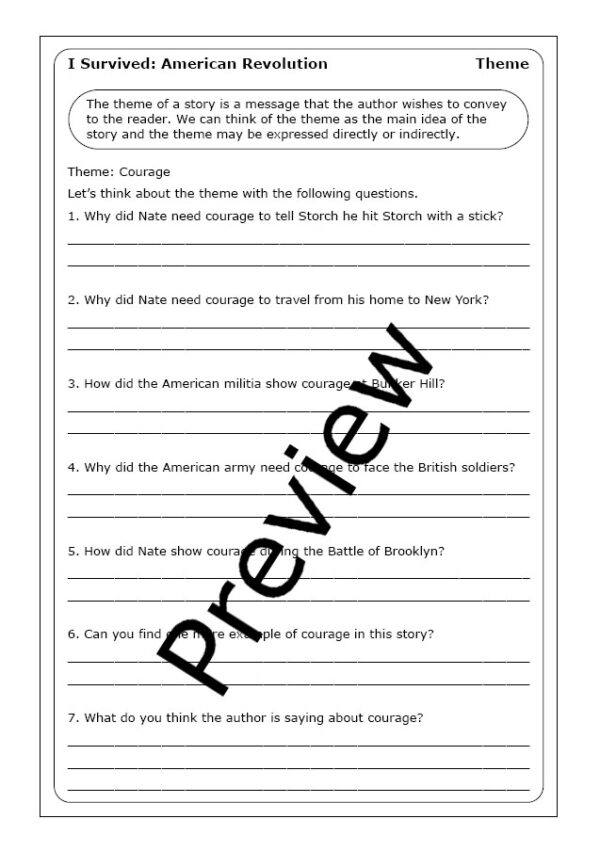 Lauren Tarshis "I Survived the American Revolution, 1776" worksheets ...
