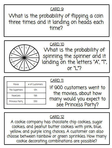 Probability Unit Review Relay Race Game Review | Made By Teachers