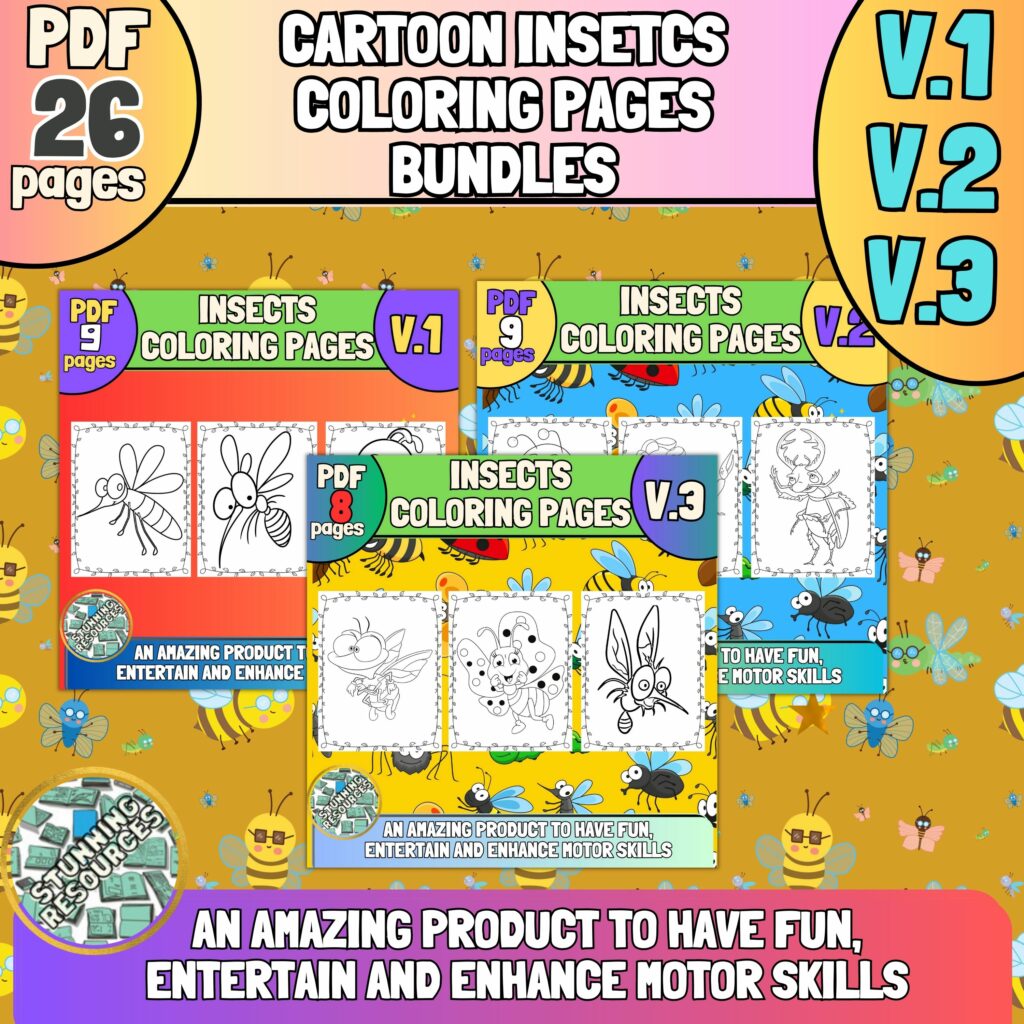 Cartoon Insects Coloring Pages Bundle | Made By Teachers
