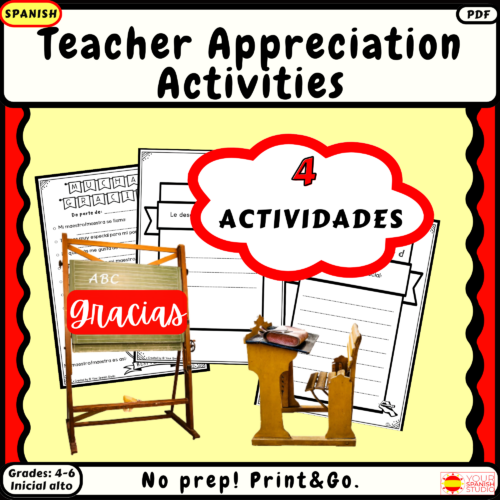 Spanish Teacher Appreciation print activities Día del maestro Nivel ...