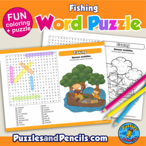 Fishing Word Search Puzzle Activity Page and Coloring | Summer ...