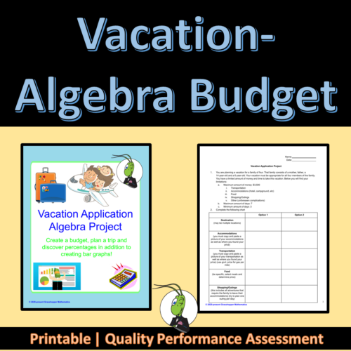 Vacation QPA Algebra Budget Project | Made By Teachers