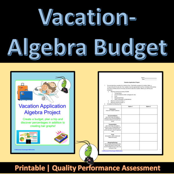 Vacation QPA Algebra Budget Project | Made By Teachers