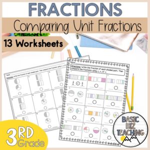 Comparing Unit Fractions worksheet BUNDLE | Made By Teachers