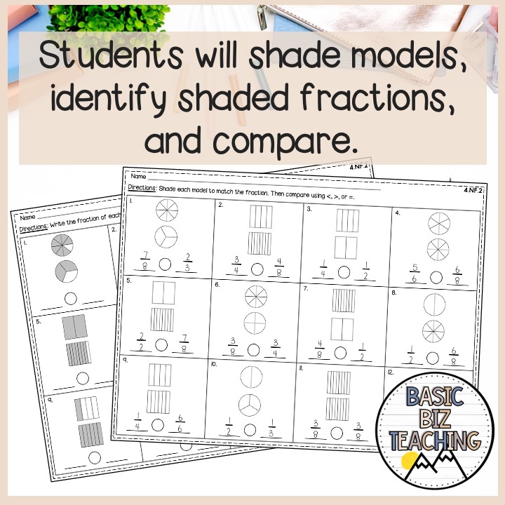 4th Grade Comparing Fractions Math Worksheets | Made By Teachers